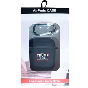 Trump 2024 Take America AirPods Case Soft Silicone Protective Cover Back Black Skin Charging Case Cover for Apple AirPods 1&2 with Keychain