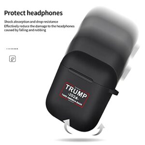 Trump 2024 Take America AirPods Case Soft Silicone Protective Cover Back Black Skin Charging Case Cover for Apple AirPods 1&2 with Keychain