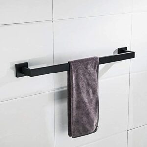 Matte Black Bathroom Hardware Set 3 Pieces SUS304 Stainless Steel Square Wall Mounted Including Towel Bar, Robe Towel Hooks,Bathroom Accessories Kit