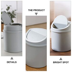 NUOBESTY 2pcs Modern Plastic Mini Trash Can with Lid Small Office Countertop Trash Can Tiny Plastic Garbage Bin for Home Office Gray and White