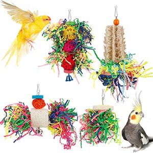 bird toys bird shredding foraging toys parakeet toy chewing hanging toy bird shredded paper bird cage accessories bird rope perch for conure cockatiel budgies lovebird parrotlet (without rope perch)