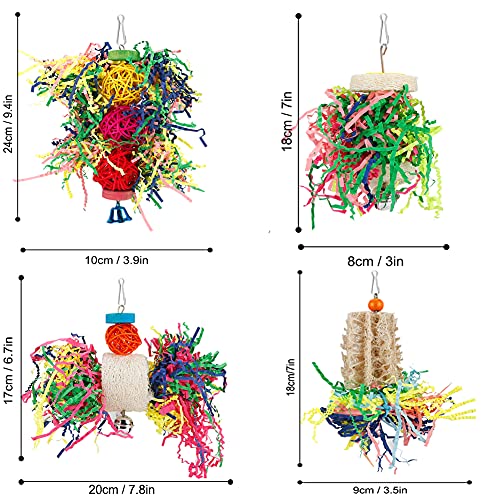 Bird Toys Bird Shredding Foraging Toys Parakeet Toy Chewing Hanging Toy Bird Shredded Paper Bird Cage Accessories Bird Rope Perch for Conure Cockatiel Budgies Lovebird Parrotlet (Without Rope Perch)