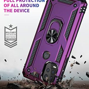 PUSHIMEI for Moto G Stylus 5G Case, Military Grade Heavy Duty Protection Phone Case Cover with HD Screen Protector Magnetic Ring Kickstand for Motorola Moto G Stylus 5G 2021 (Purple Military Case)