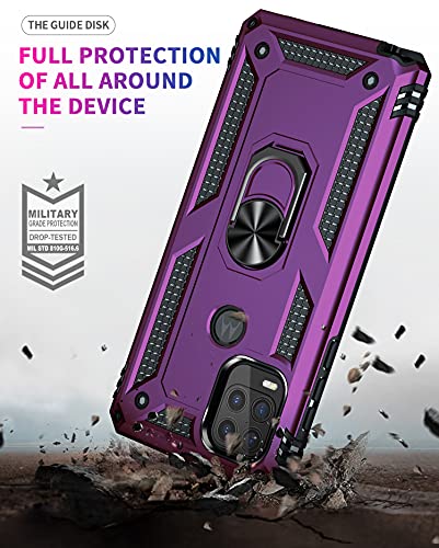 PUSHIMEI for Moto G Stylus 5G Case, Military Grade Heavy Duty Protection Phone Case Cover with HD Screen Protector Magnetic Ring Kickstand for Motorola Moto G Stylus 5G 2021 (Purple Military Case)