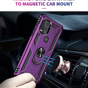 PUSHIMEI for Moto G Stylus 5G Case, Military Grade Heavy Duty Protection Phone Case Cover with HD Screen Protector Magnetic Ring Kickstand for Motorola Moto G Stylus 5G 2021 (Purple Military Case)