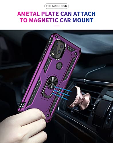 PUSHIMEI for Moto G Stylus 5G Case, Military Grade Heavy Duty Protection Phone Case Cover with HD Screen Protector Magnetic Ring Kickstand for Motorola Moto G Stylus 5G 2021 (Purple Military Case)