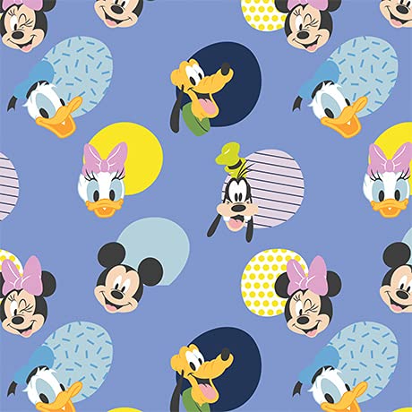 Quilting Cotton for Sewing x 2 Yards – Disney's Mickey Mouse - Play All Day - All Day Boy - White - 100% Cotton - Soft, Decorative Material - Pre-Cut 44-45 Inches Wide by Camelot Fabrics (Blue Memphis)