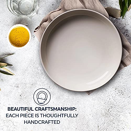 Corelle Stoneware 4-Pc Meal Bowl Set, Handcrafted Artisanal Double Bead Cereal Bowls, Solid Glaze Stoneware, 8-1/2-Inch Pasta Bowl Set, Oatmeal