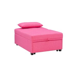 Powell Furniture Linon Boone Upholstered Convertible Sofa Bed in Hot Pink