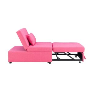 Powell Furniture Linon Boone Upholstered Convertible Sofa Bed in Hot Pink