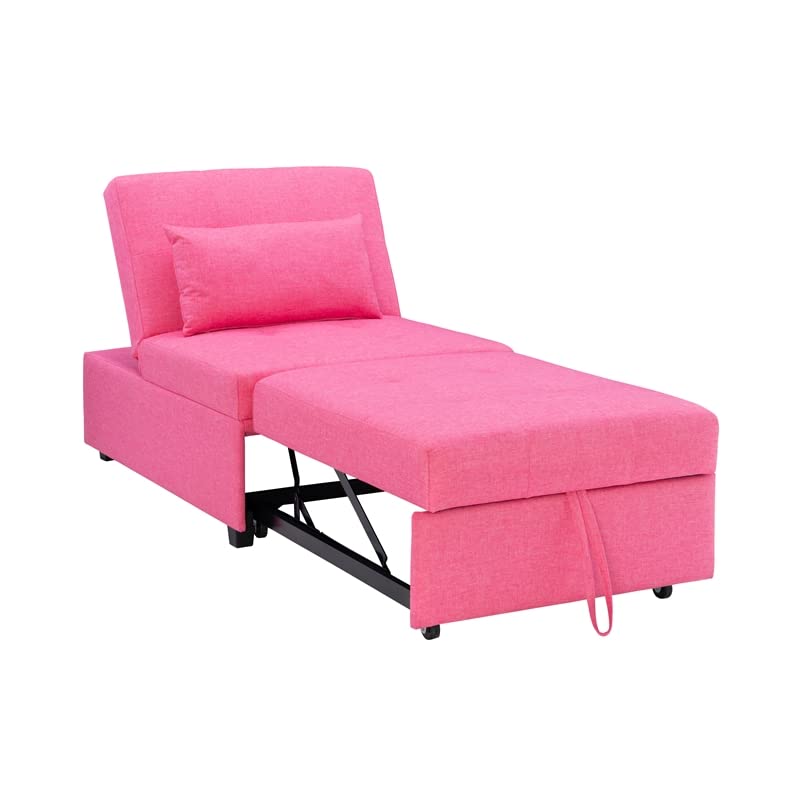 Powell Furniture Linon Boone Upholstered Convertible Sofa Bed in Hot Pink