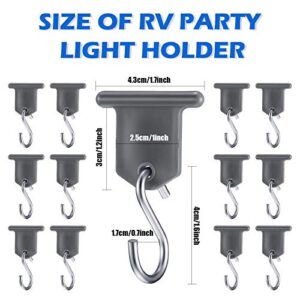 BBTO RV Awning Light Clip RV Party Light Holder Camper Awning Hook Light Accessory Plastic and Metal Light Hook Gray Camper Light Support Hanger for Camping Tent Indoor Outdoor Decor (28 Pieces)