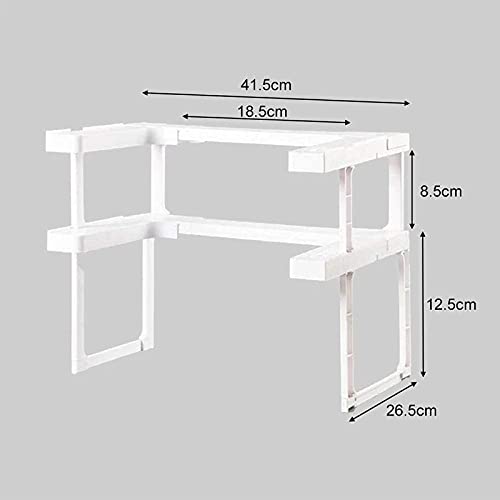 Deluxe Stackable Spicy Storage Shelf Adjustable Expandable Seasoning Spice Rack Pantry Cabinet Organizer Kitchen Shelves White