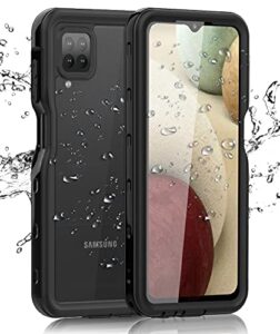 samsung galaxy a12 waterproof case with built-in screen protector dustproof shockproof drop proof heavy duty phone case, rugged full body underwater protective cover for samsung galaxy a12 (black)