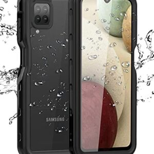 Samsung Galaxy A12 Waterproof Case with Built-in Screen Protector Dustproof Shockproof Drop Proof Heavy Duty Phone Case, Rugged Full Body Underwater Protective Cover for Samsung Galaxy A12 (Black)