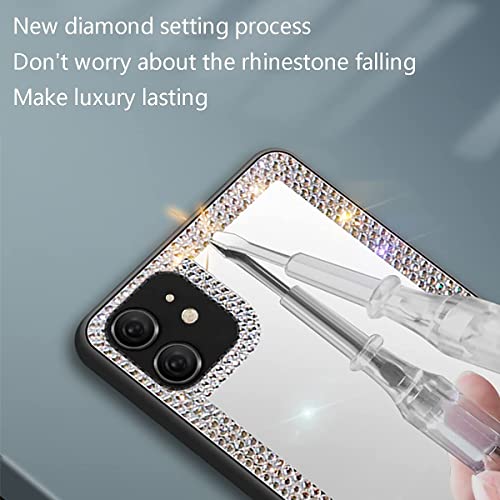 Cavdycidy iPhone 11 Mirror Case Bling with Diamond,Bling Acrylic Mirror Phone Case Crystal That Can Be Used for Outdoor Makeup for Women Girl Who Love Beauty(Bling Diamond Mirror)