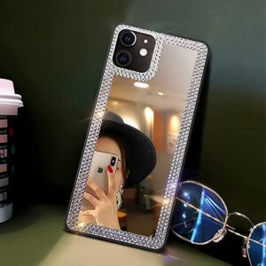 Cavdycidy iPhone 11 Mirror Case Bling with Diamond,Bling Acrylic Mirror Phone Case Crystal That Can Be Used for Outdoor Makeup for Women Girl Who Love Beauty(Bling Diamond Mirror)