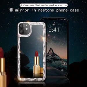 Cavdycidy iPhone 11 Mirror Case Bling with Diamond,Bling Acrylic Mirror Phone Case Crystal That Can Be Used for Outdoor Makeup for Women Girl Who Love Beauty(Bling Diamond Mirror)