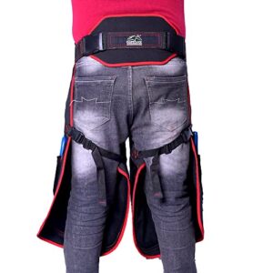 Equine Care Farrier Chaps 4 Knife Pocket, Nail Magnet Cow Hide Leather & Canvas Shoeing Apron 29 inches- 75CM.