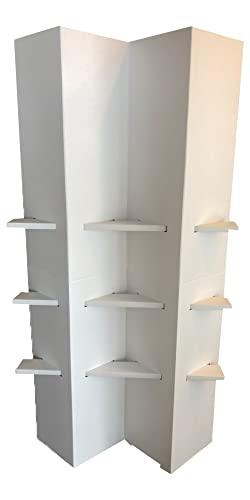 Room Divider 4 Panel with Shelves -by NVP Products- Easy to Assemble Corrugated Cardboard Dorm Room Divider, Privacy Wall with Shelves That can Become Your Zoom Background, White Brown (CRD-WS)