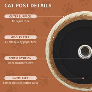 Cat Scratching Post Replacement Parts for Cat Tree, Sisal Rope Scratcher Post Refill, Cat Scratch Posts Refills Pole for Indoor Large Cats with Screws(2 Pieces 15.7" Tall)