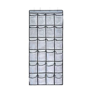 cilai over the door shoe organizer 24 large crystal pvc pockets hanging shoe hanger holder for closet（grey）