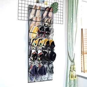 CiLai Over The Door Shoe Organizer 24 Large Crystal PVC Pockets Hanging Shoe Hanger Holder for Closet（Grey）