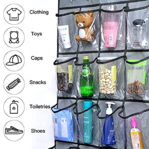 CiLai Over The Door Shoe Organizer 24 Large Crystal PVC Pockets Hanging Shoe Hanger Holder for Closet（Grey）