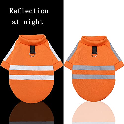 Pet Dog Clothes Cute Warm Coats Dog Reflective Sweater Guard Back Traction Outfit Spring Winter Warm High Visibility Safety Jacket for Small Dog Puppy Cat Keep Your Dog be Seen and Safe (Orange, S)