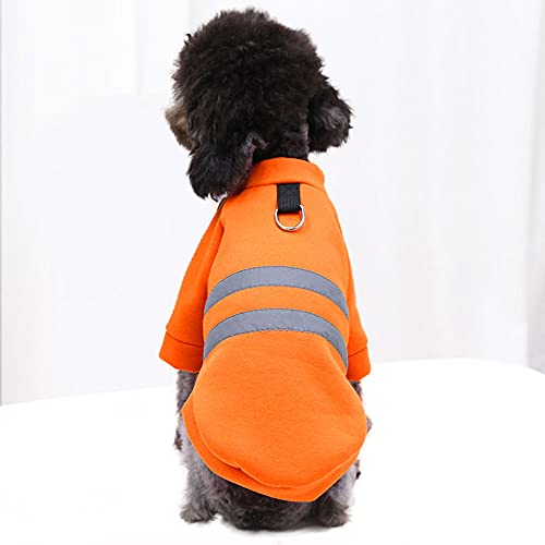 Pet Dog Clothes Cute Warm Coats Dog Reflective Sweater Guard Back Traction Outfit Spring Winter Warm High Visibility Safety Jacket for Small Dog Puppy Cat Keep Your Dog be Seen and Safe (Orange, S)