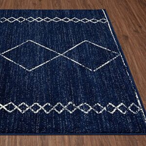 LUXE WEAVERS Daphnes Navy 5x7 Boho Moroccan Geometric Area Rug