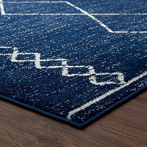 LUXE WEAVERS Daphnes Navy 5x7 Boho Moroccan Geometric Area Rug