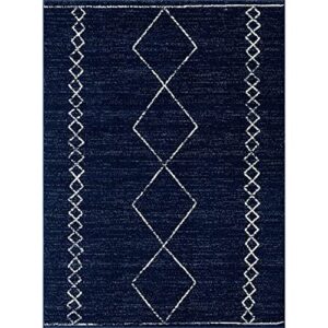 LUXE WEAVERS Daphnes Navy 5x7 Boho Moroccan Geometric Area Rug