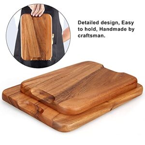 2 Pcs Acacia Wooden Serving Platter for Bar Coffee Party Rectangle Food Dishes Trays Decorative Wood Plates Rectangular Snack Platter Fruit Tray for Decor Cheese Serving Boards Charcuterie Boards