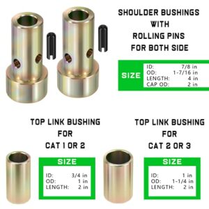 Yoursme 2 Pairs of Cat 1 Quick Hitch Adapter Bushing Kit Fits Category 1 3-Point Hitch Tractors Replace TK95029