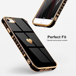 L-FADNUT Compatible with iPhone 7 Plus Case iPhone 8 Plus Case Women Girls Cute Bling Heart Design Plating Bumper Shockproof Slim Fit Soft Silicone Protective Cover for iPhone 8 Plus Phone Case,Black