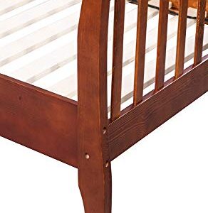 Twin Platform Bed,Solid Wood Bed Frame with Headboard and Footboard for Kids, Young Teens and Adults.No Box Spring Needed (Walnut)