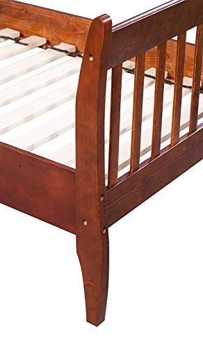 Twin Platform Bed,Solid Wood Bed Frame with Headboard and Footboard for Kids, Young Teens and Adults.No Box Spring Needed (Walnut)