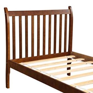 Twin Platform Bed,Solid Wood Bed Frame with Headboard and Footboard for Kids, Young Teens and Adults.No Box Spring Needed (Walnut)