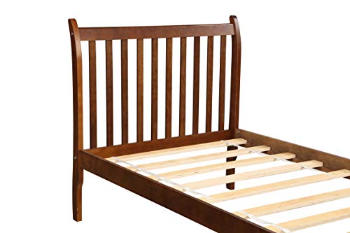 Twin Platform Bed,Solid Wood Bed Frame with Headboard and Footboard for Kids, Young Teens and Adults.No Box Spring Needed (Walnut)