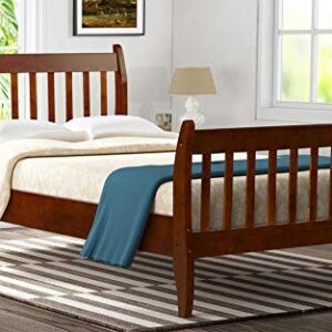 Twin Platform Bed,Solid Wood Bed Frame with Headboard and Footboard for Kids, Young Teens and Adults.No Box Spring Needed (Walnut)