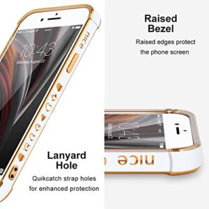 L-FADNUT Compatible with iPhone SE 2020 Case iPhone 7/8 Case iPhone SE 2022 Case Women Girls Cute Bling Heart Design Plating Bumper Shockproof Slim Silicone Protective Cover iPhone 8 Phone Case,White