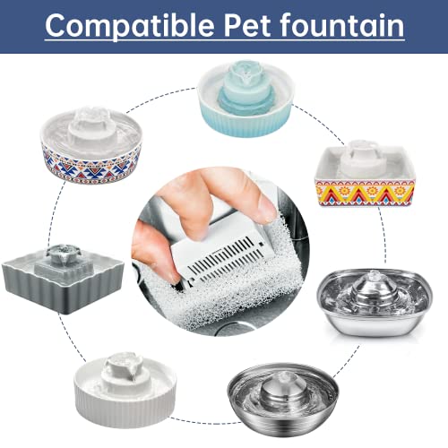 Cat Water Fountain Replacement Filters, 8 Pack Cat Fountain Carbon Filters and 2 Pack Foam Filters for Ceramic Pet Drinking Fountain and Stainless Steel Pet Water Fountain (8+2 Pack)