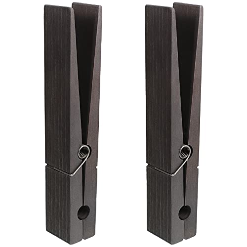 2 Pieces 12 Inch Jumbo Clothespin Wooden Clothespin Towel Holder Giant Wooden Clothes Pins Large Wooden Clothes Clips with Spring (Dark Color)