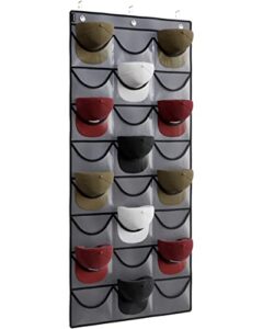 lokiessentials hat rack- hat organizer rack for wall or door, storage for baseball caps, display hat holder, hooks included, large pockets for multiple baseball, golf, and sports caps organization