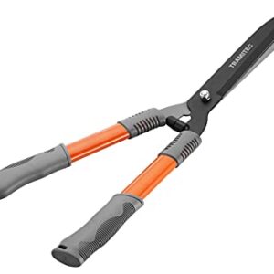 TRAMITEC Garden Hedge Shears, Manual Hedge Clippers for Shaping Shrubs and Trimming Bushes. Hedge Clippers & Shears made with Durable Carbon Steel Blades, Shock-Absorbing Bumpers and Comfort Grips.