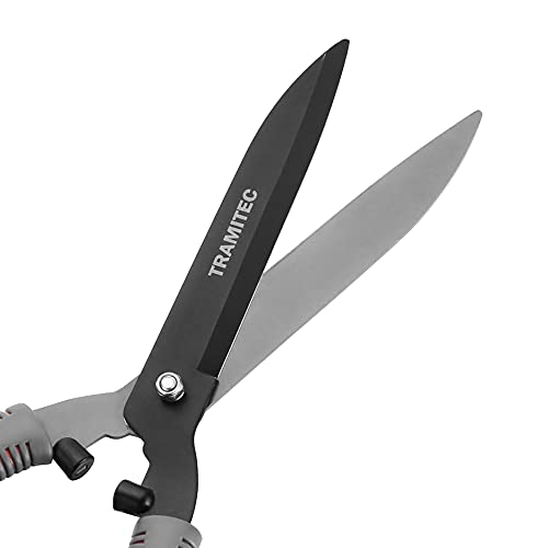 TRAMITEC Garden Hedge Shears, Manual Hedge Clippers for Shaping Shrubs and Trimming Bushes. Hedge Clippers & Shears made with Durable Carbon Steel Blades, Shock-Absorbing Bumpers and Comfort Grips.