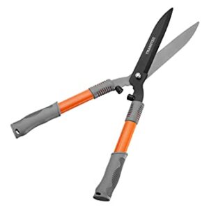 TRAMITEC Garden Hedge Shears, Manual Hedge Clippers for Shaping Shrubs and Trimming Bushes. Hedge Clippers & Shears made with Durable Carbon Steel Blades, Shock-Absorbing Bumpers and Comfort Grips.