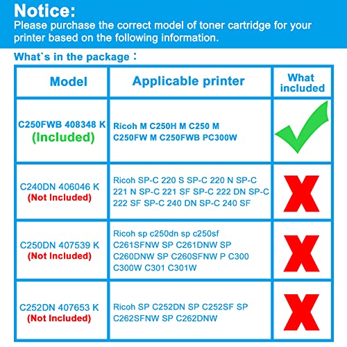 LCL Remanufactured Toner Cartridge Replacement for Ricoh 408348 M c250FWB M c250 (Black 1-Pack)