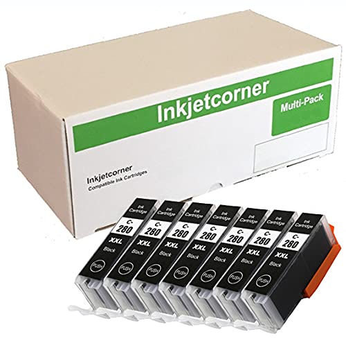 Inkjetcorner Compatible Ink Cartridge Replacement for PGI-280XXL PGI 280 XXL BK for use with TR8620A TR8622A TR8520 TR8622 TS6320 TS8320 TS6220 TR7520 TS702A TS9120 TS8120 (Big Black, 7-Pack)